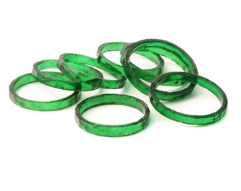 Green glass bangle | Etsy