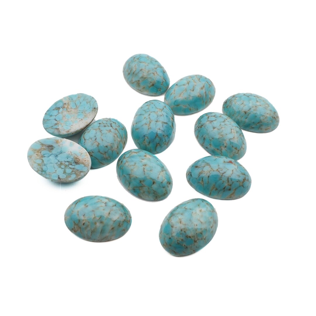12 Czech Vintage Blue Matrix Marble Glass Cabochons 18x13mm - Etsy