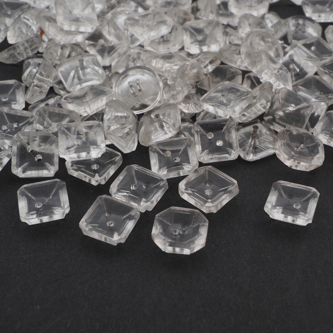 110 Czech Vintage Crystal Clear Round Octagon Glass Buttons 12/13mm - Etsy