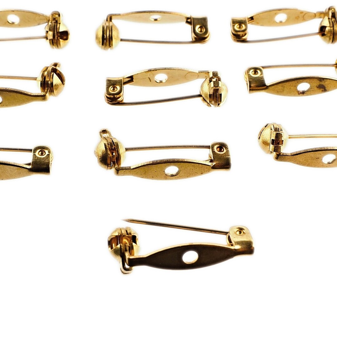 Lot 10 Czech 20 Mm Brass Bar Pin Back Brooch Charms Jewelry Finding ...
