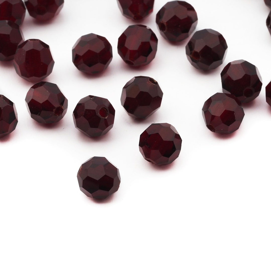 24 Ruby Red Round Faceted Glass Beads Vintage Czech 6mm - Etsy