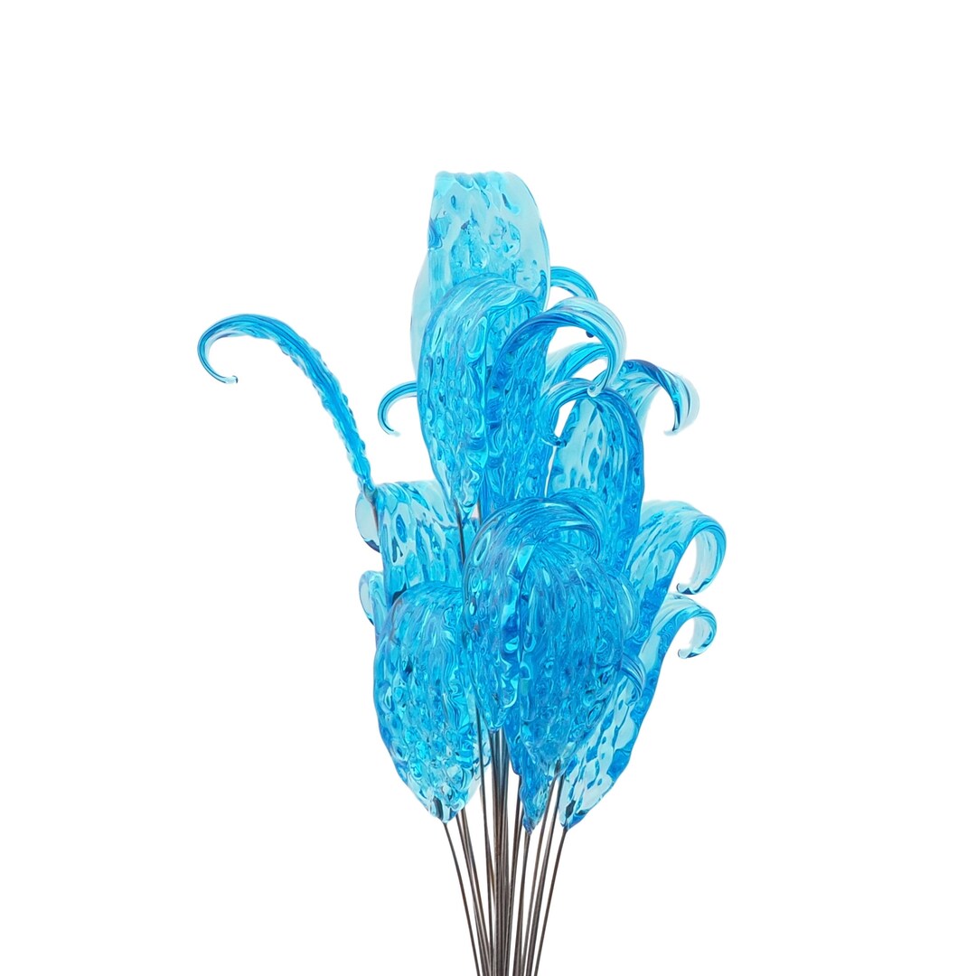 Czech Lampwork Glass Blue Flower Leaf Glass Bead 1 Bead - Etsy