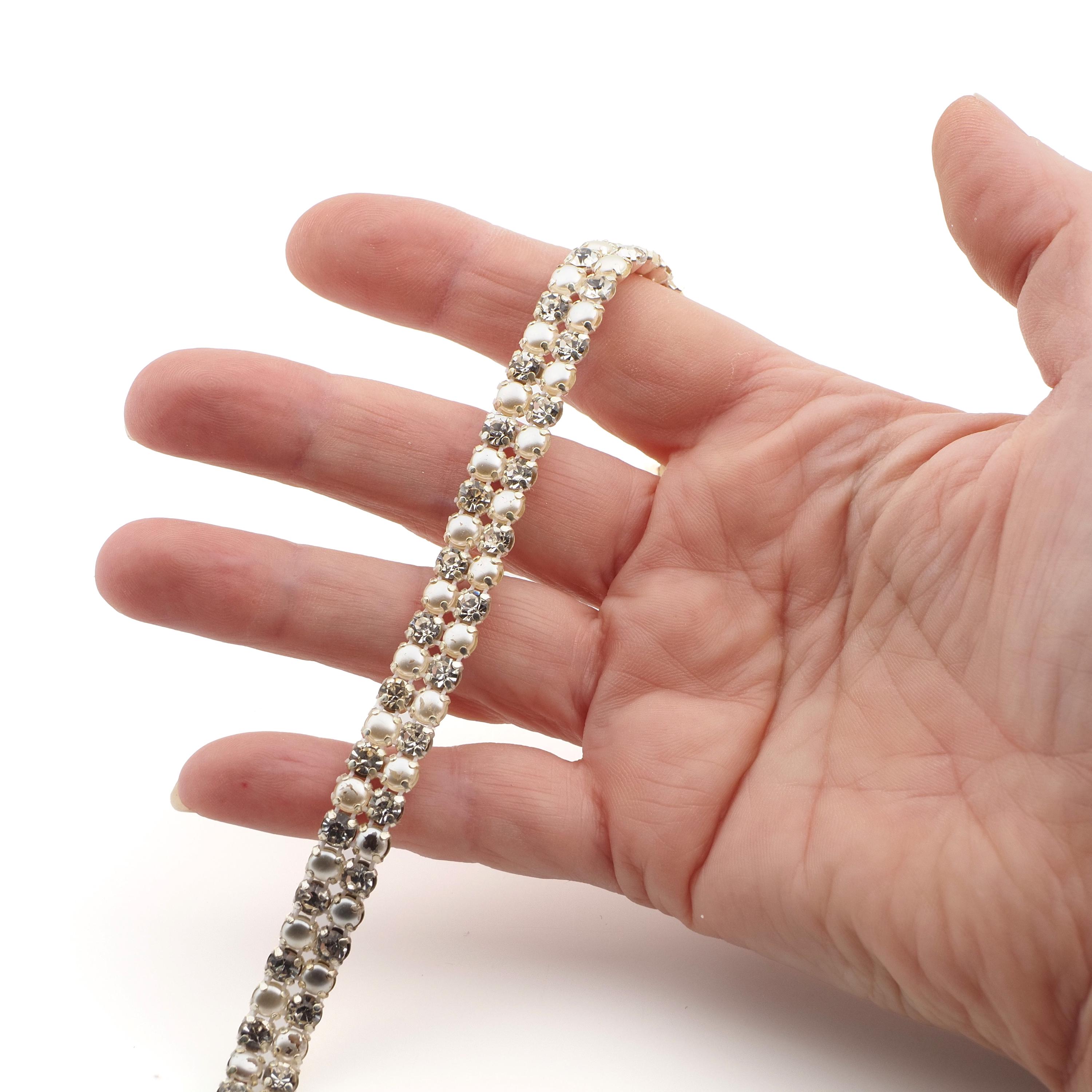Preciosa 2 Row, Ss22 4.9 Mm 1 Meter Sparkle Pearl Clear Crystal ...