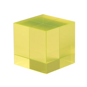 Uranium Glass Cube Paperweight Ornament Art Display Hand Made Faceted ...