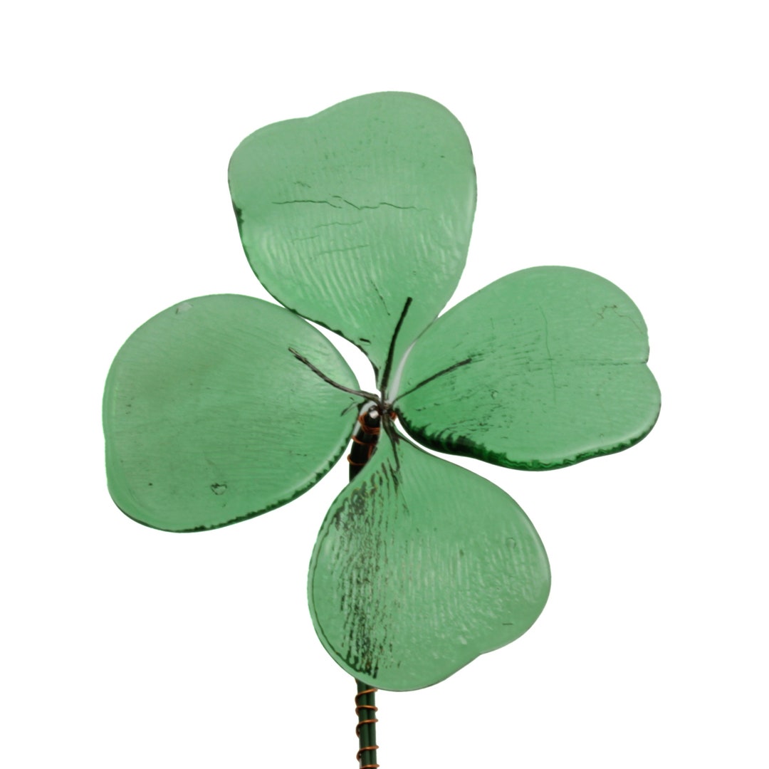 Czech Art Glass Four Leaf Clover Ornament Lampwork Green Glass Beads 11 ...