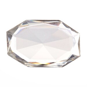 Large Czech Deco Vintage Octagon Faceted Crystal Clear Glass Rhinestone ...