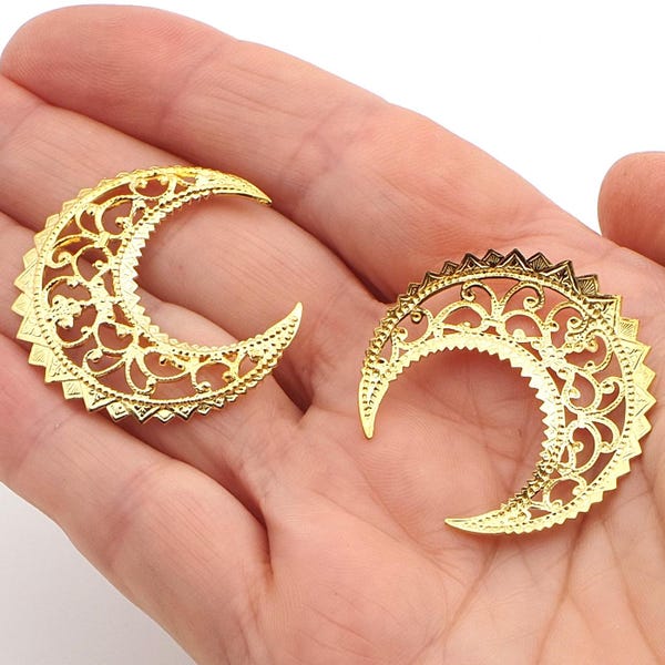 Filigree Moon Brooch - Etsy