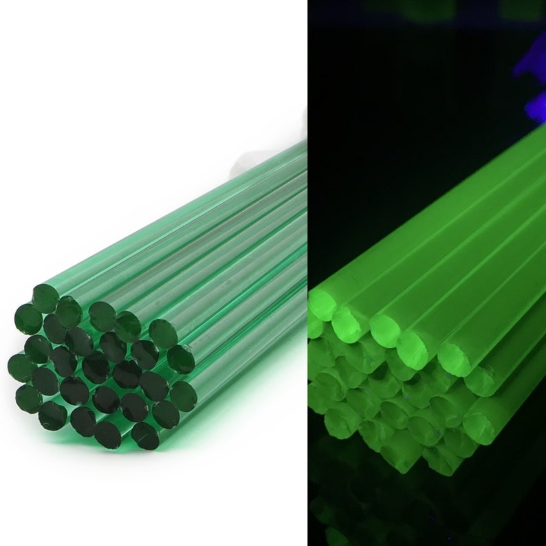 Lot Czech Vaseline Uranium Green Glass Rods Lampwork 7-9 Mm Diameter ...