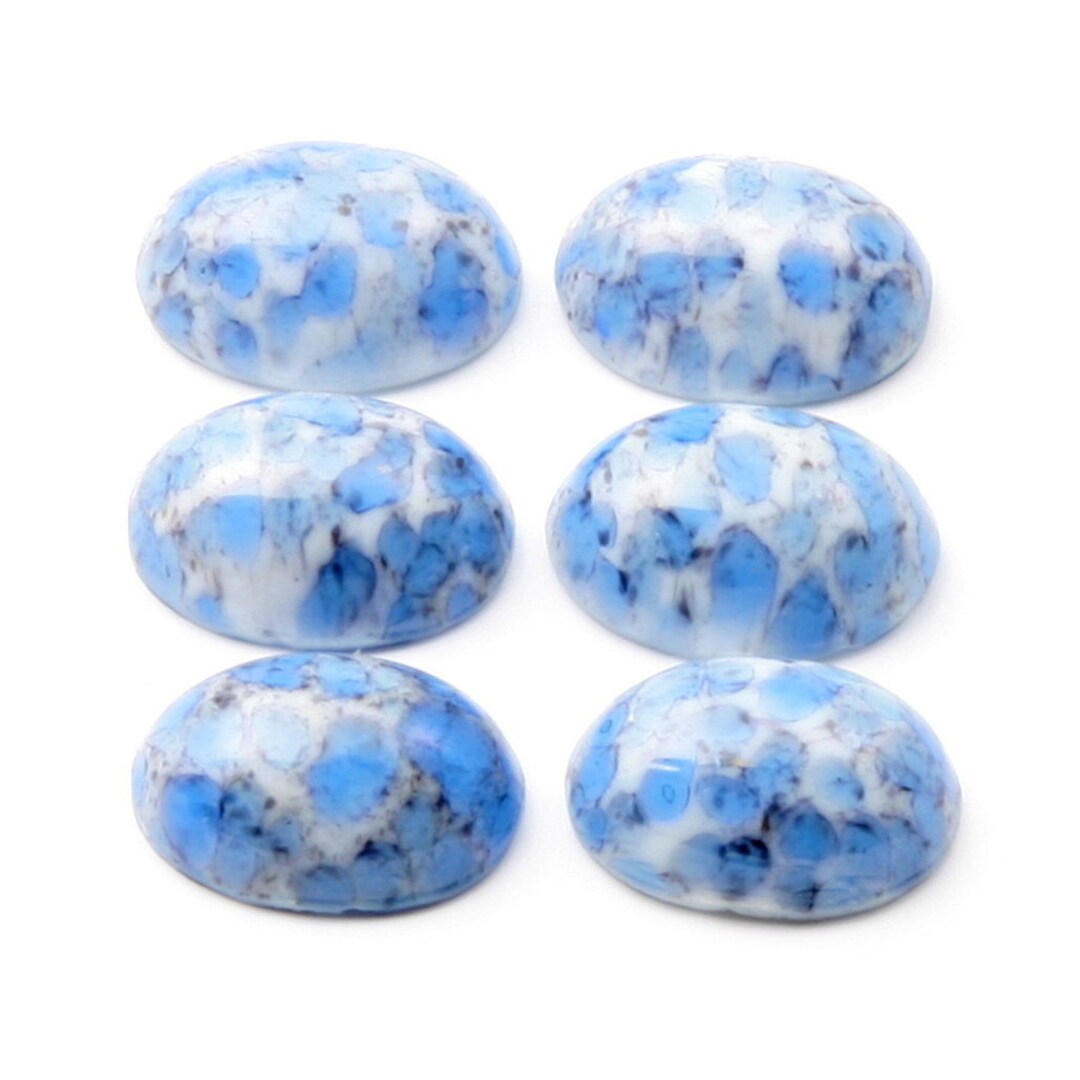 6 Vintage Czech Blue Matrix Marble Oval Glass Cabochons - Etsy
