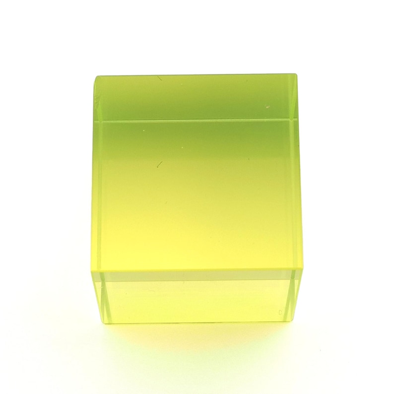 Faceted Czech, Uranium Glass, Cube Paperweight, Ornament Art Display ...