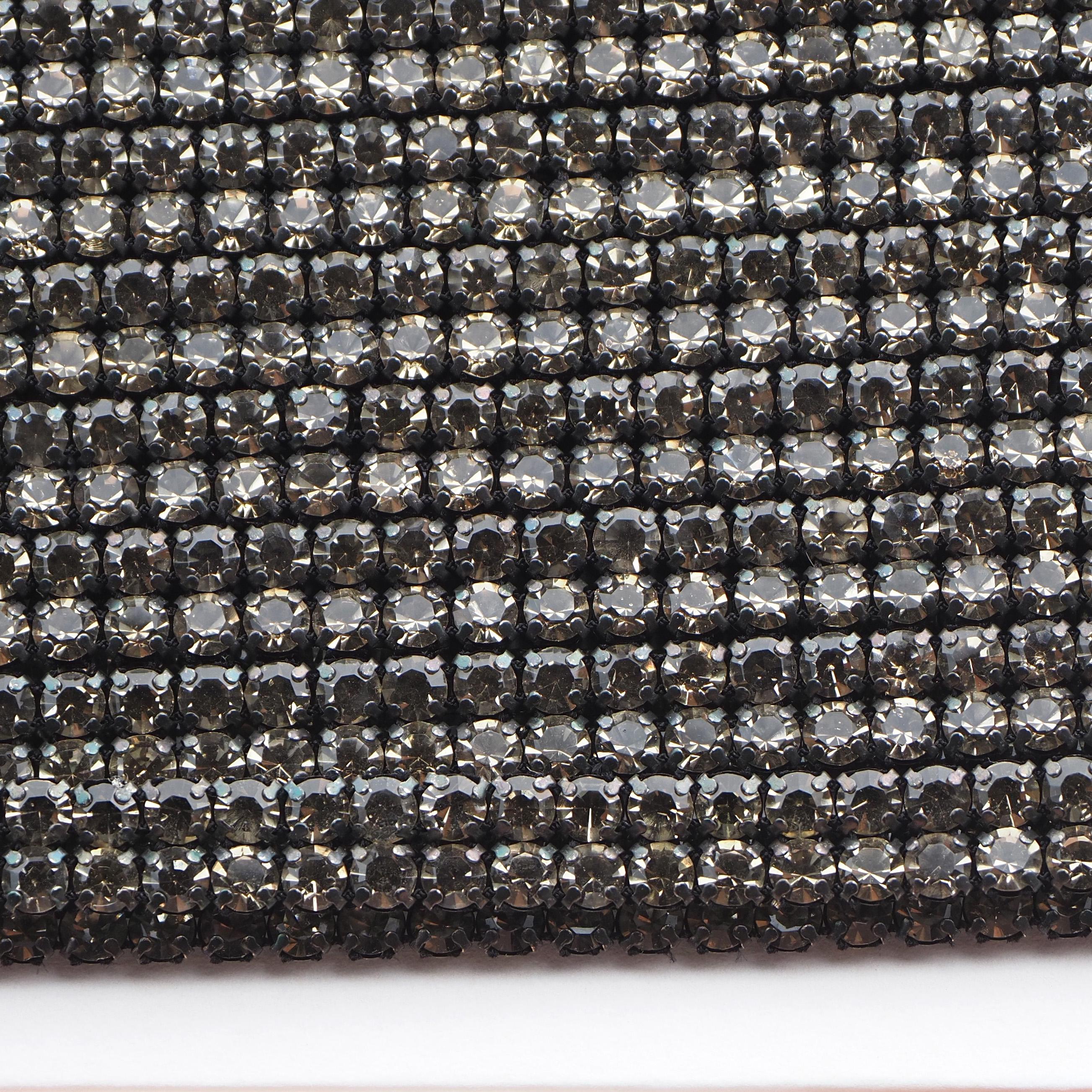 Preciosa 1 Meter Ss22 Black Diamond Sparkle 2 Row Rhinestone Bl. Prong ...