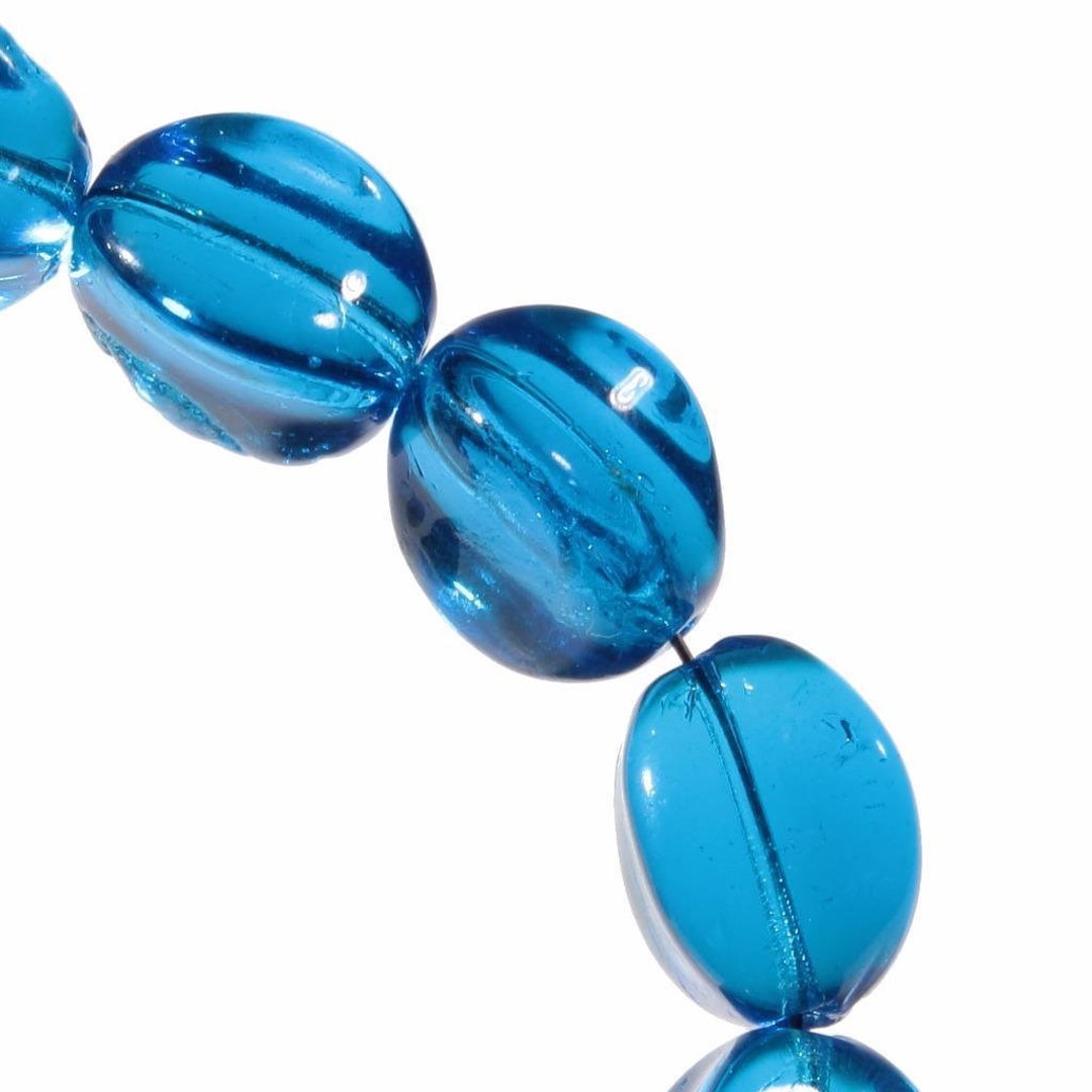 6 Czech Vintage Oval Vienna Blue Glass Beads 16mm - Etsy