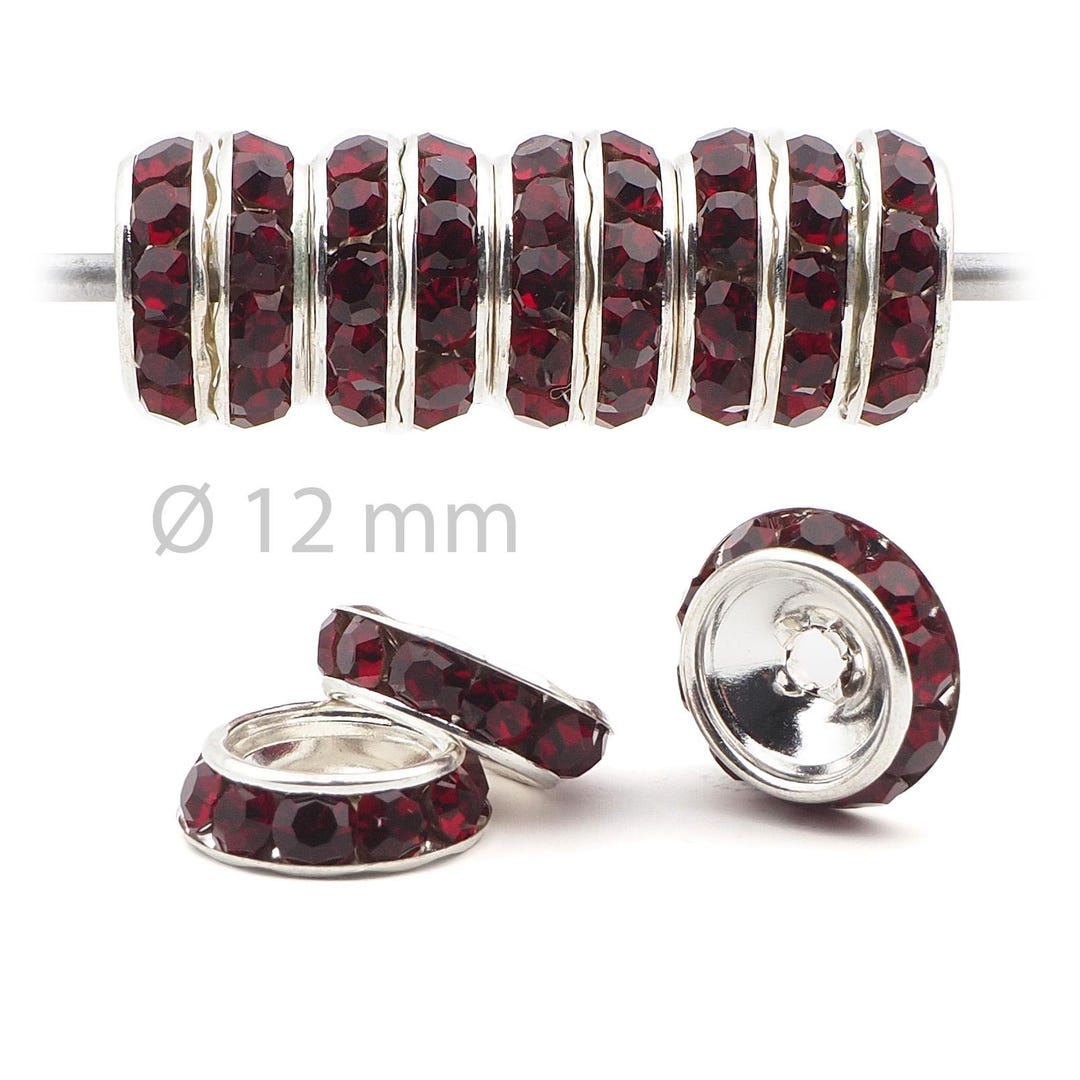 Lot 12 Pcs 12mm Premium Czech Siam Red Beveled Slant Shrag Rhinestone ...