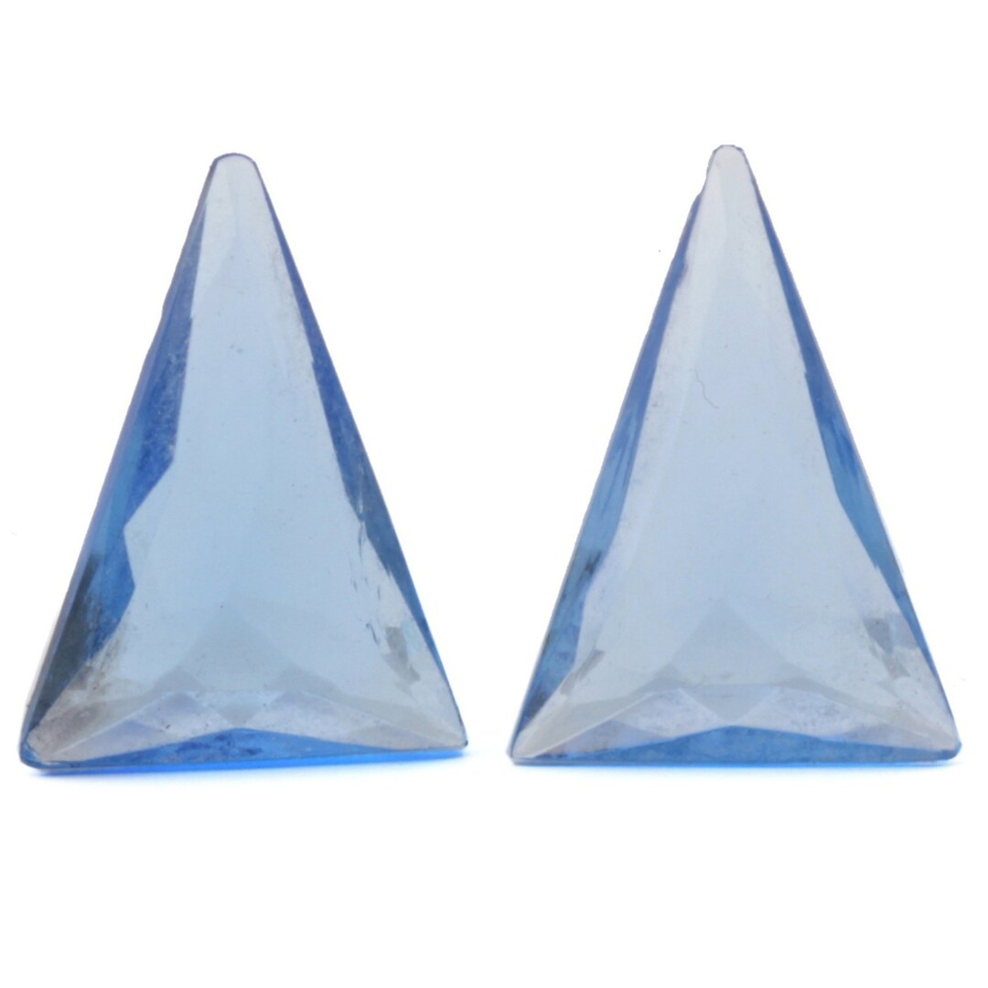 Lot 12 Sapphire Blue Triangle Glass Rhinestones 18x13mm Czech Vintage ...