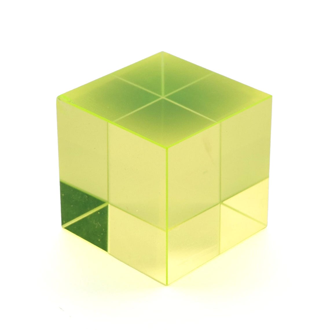 Faceted Czech, Uranium Glass, Cube Paperweight, Ornament Art Display ...