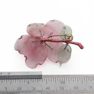 Vintage Czech Lampwork Glass Flower Pin Brooch Transparent Pink Red - Etsy