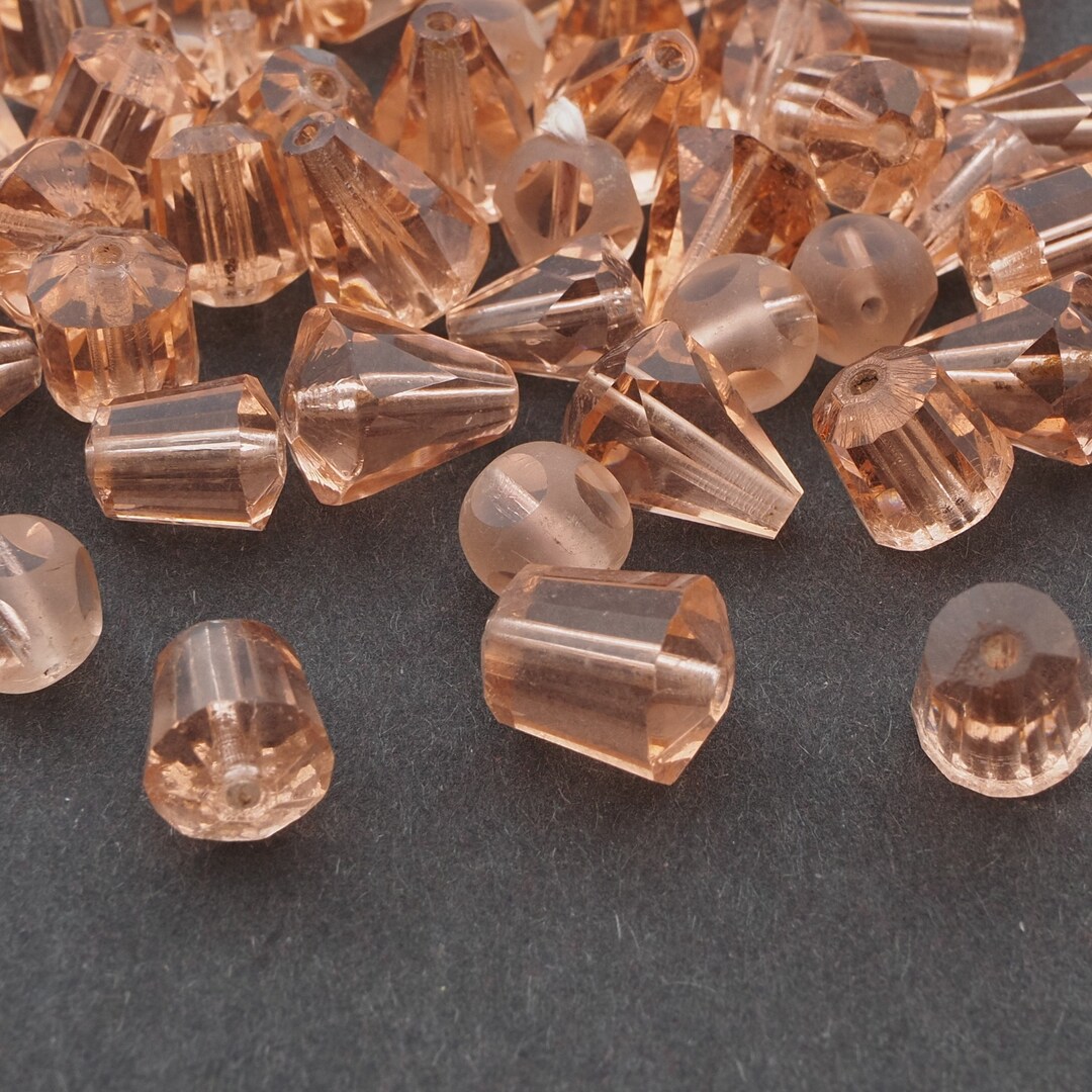 52 Czech Vintage Rosaline Pink Cone Bugle Round Faceted Glass Beads - Etsy