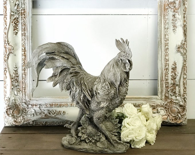 French Rooster Statue Kitchen Table Centerpiece Hand Painted Chicken ...