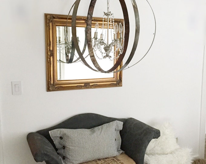 Metal Orb Light, Metal Orb Chandelier, Industrial Sphere, Crystal ...