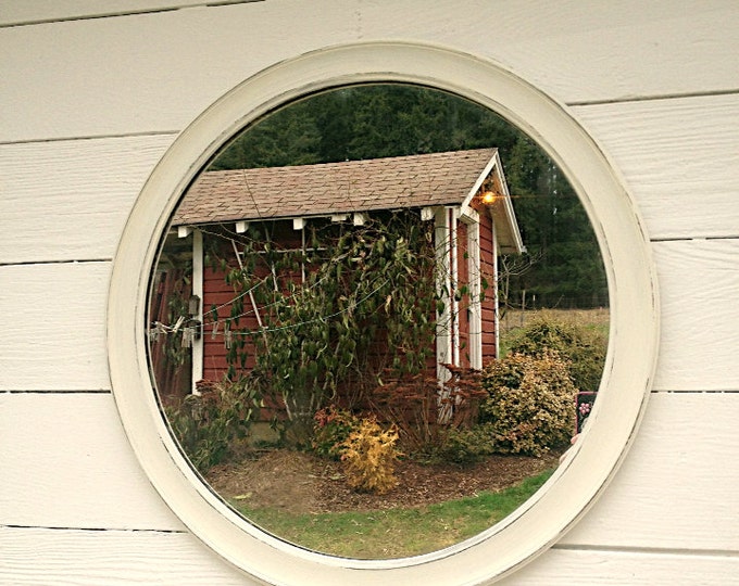 Round Vintage White Mirror Shabby Rustic Cottage Chic - Etsy