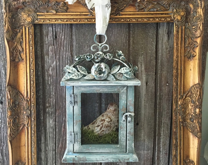 Bird Cage Display Case French Nordic Hand Painted Shabby - Etsy