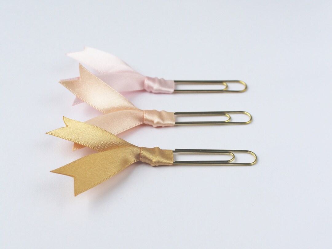 Set of Gold Planner Clips, Ribbon Bookmark, - Etsy