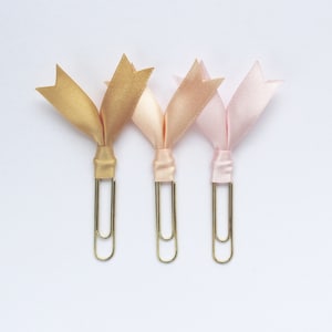 Set of Gold Planner Clips, Ribbon Bookmark, - Etsy
