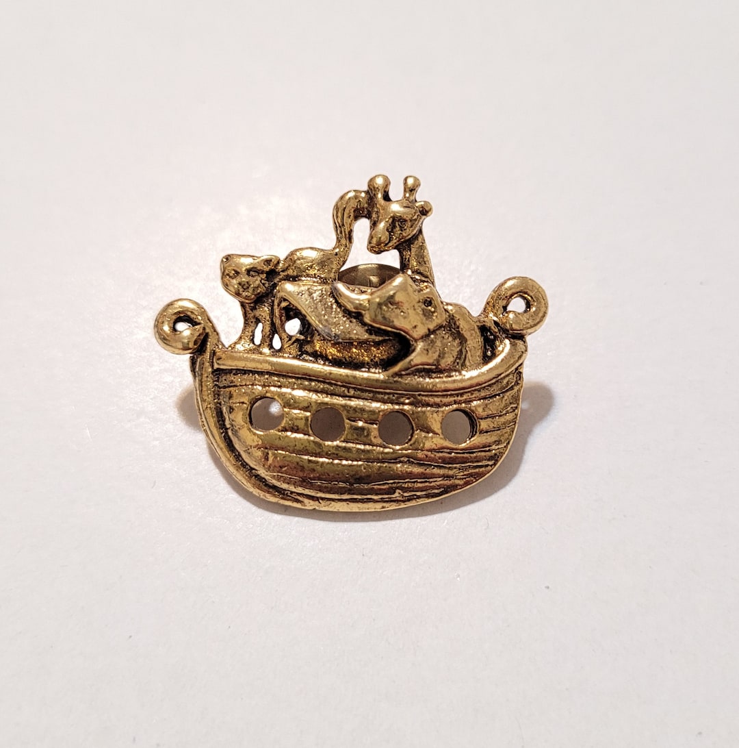 Vintage Pin Small Noah's Ark Brooch Figural Pin Gold Colored Brooch ...