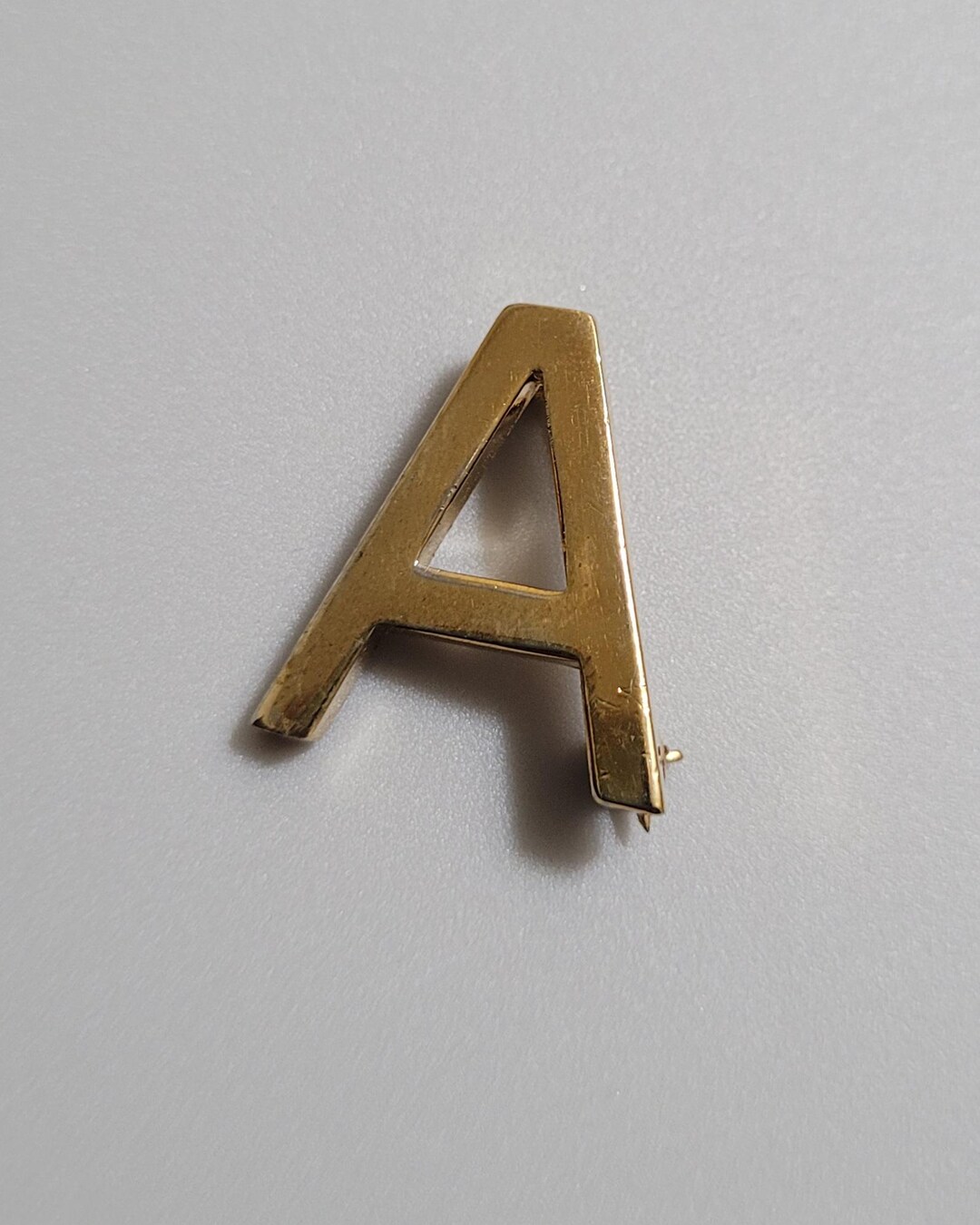 Vintage MONET Letter A Brooch Gold Toned Initial Pin Aged Gold Colored ...