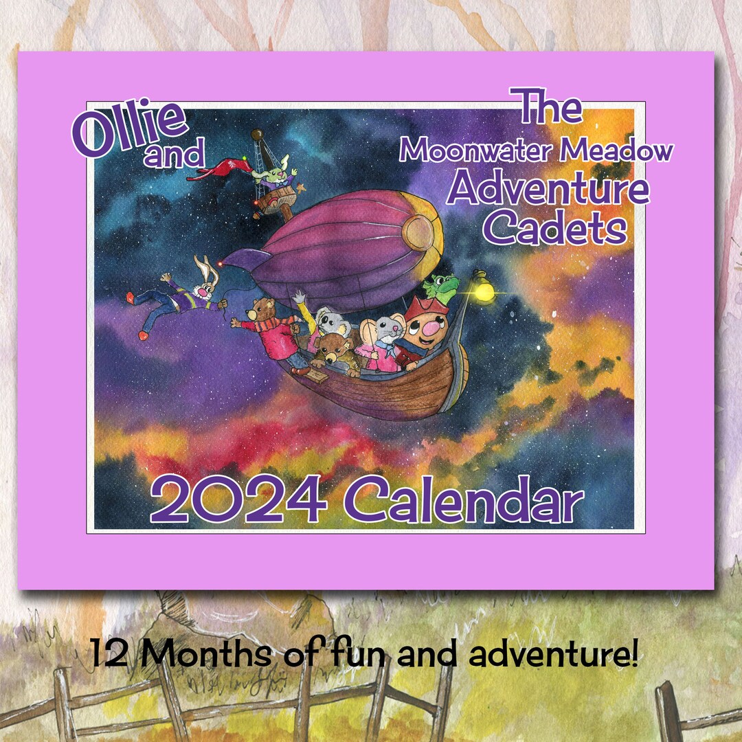 2024 Illustrated Wall Calendar Whimsical Fun Art With Ollie - Etsy