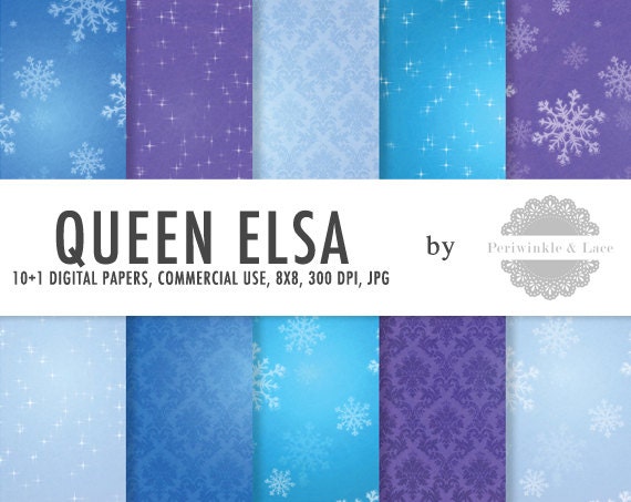 Queen Elsa Frozen Themed Digital Paper Commercial Use | Etsy