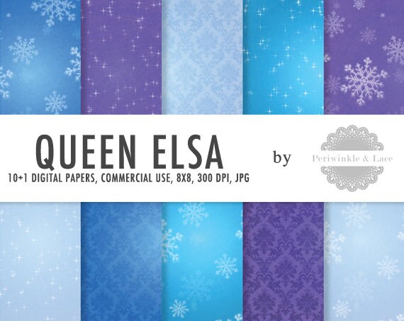 Queen Elsa Frozen Themed Digital Paper - Commercial Use - Instant ...