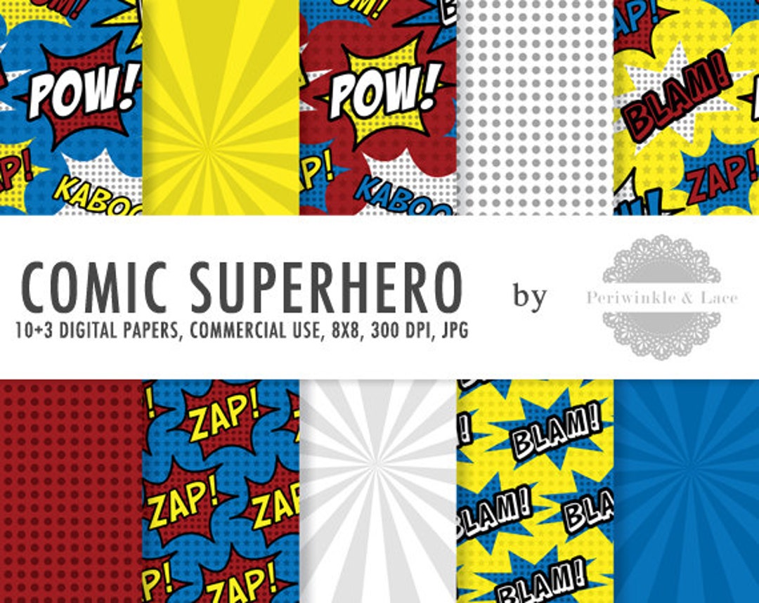 Comic Superhero Themed Digital Paper - Commercial Use - Instant ...