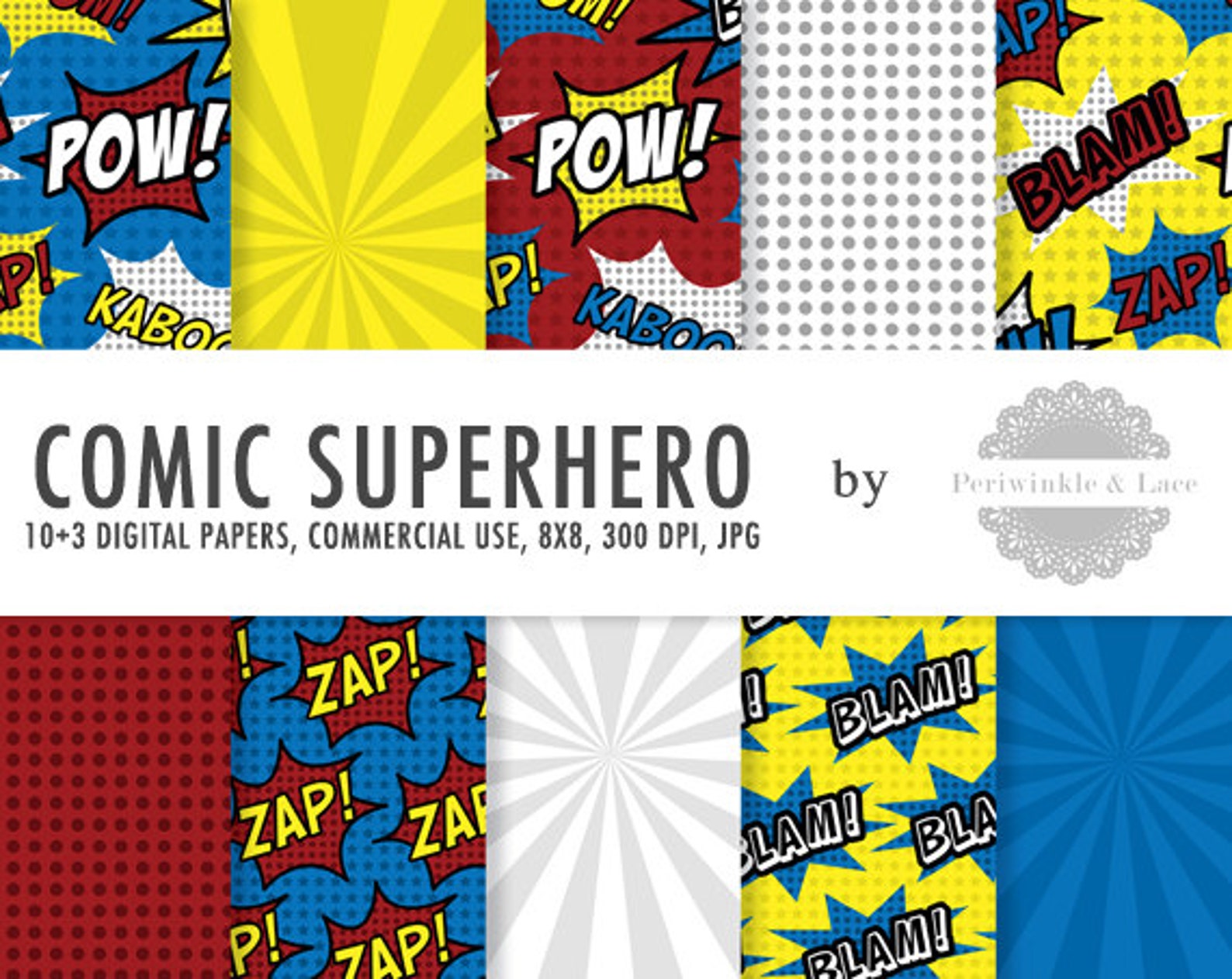 Comic Superhero Themed Digital Paper - Commercial Use - Instant ...