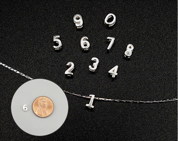10 Sterling Silver Number Slider Beads, 925 Silver Number Slide Beads ...