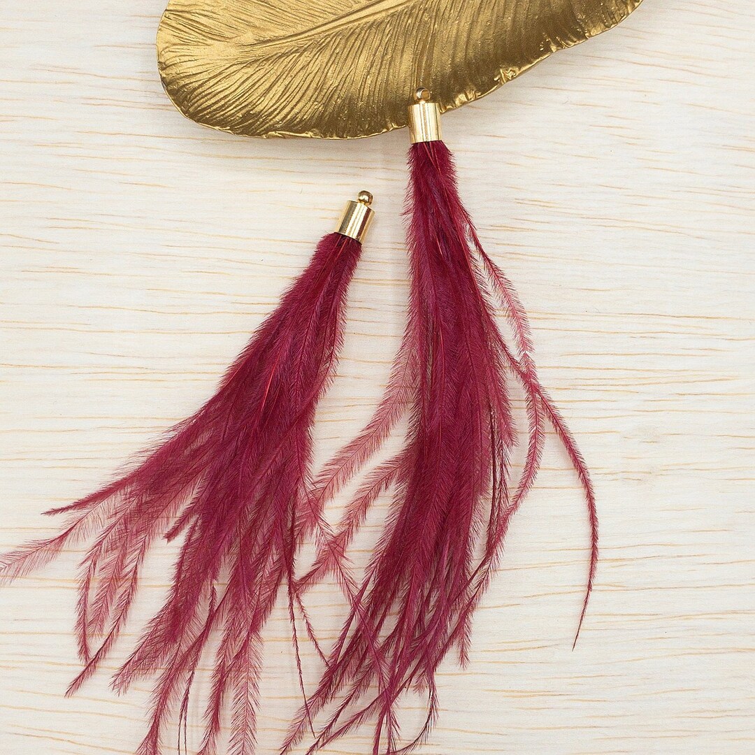Ostrich Feather Jewelry Tassel in RED for Jewelry Making and Crafting ...