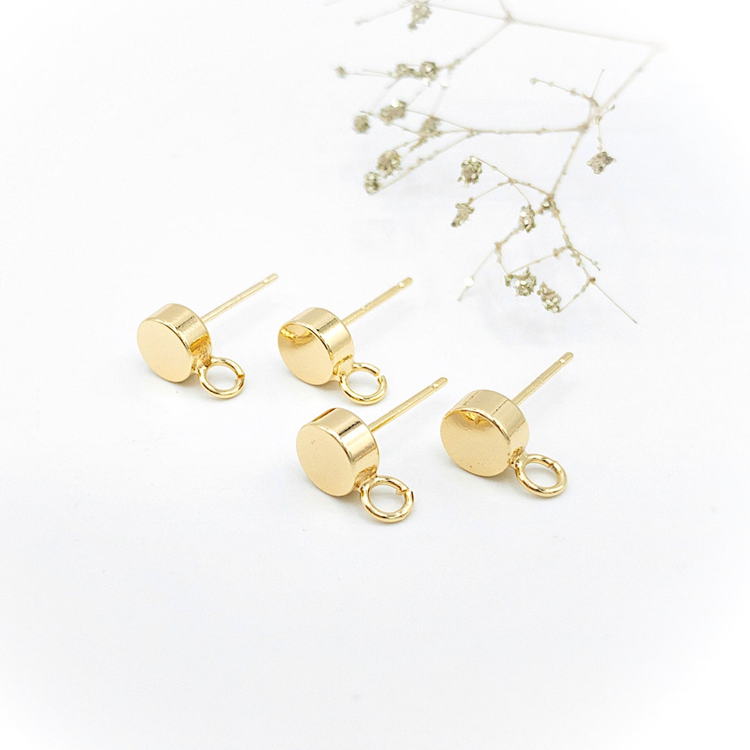 10 Pieces Round Earring Findings in 18K Gold Plating With 925 Silver ...