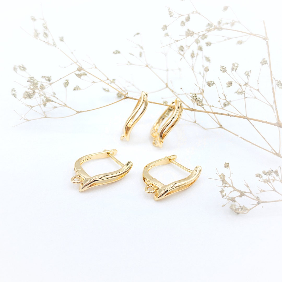Wavy Earring Finding in Anti Tarnish 18K Gold Plating, Hypoallergenic ...