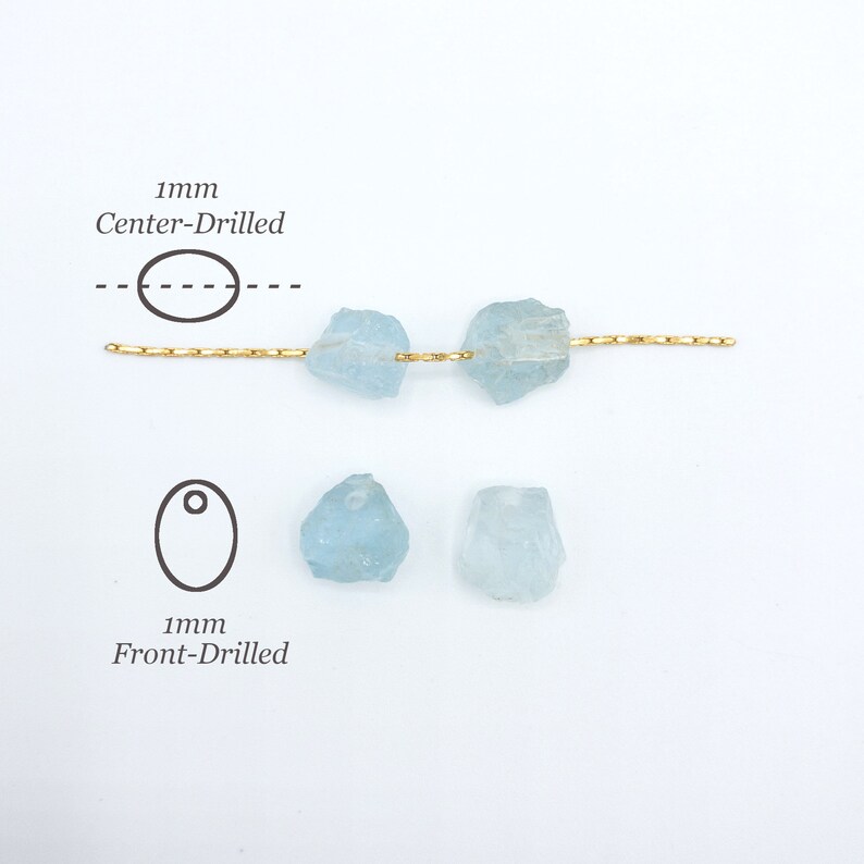 Raw AQUAMARINE Gemstone Dainty MARCH Birthstone 1mm Hole - Etsy