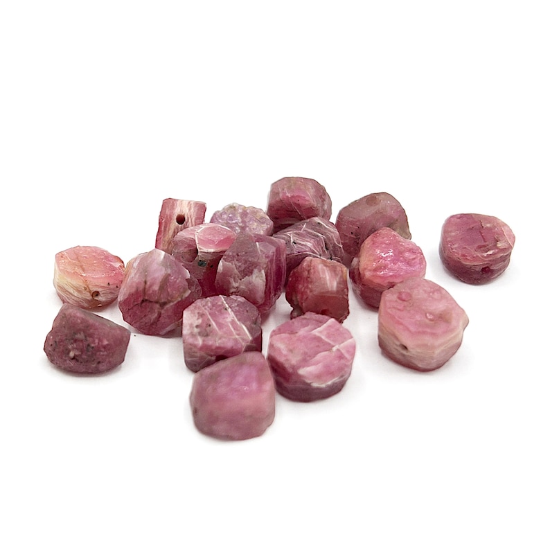5/10pcs Raw Pink Tourmaline Beads 6-10mm • Center Drilled Rough ...