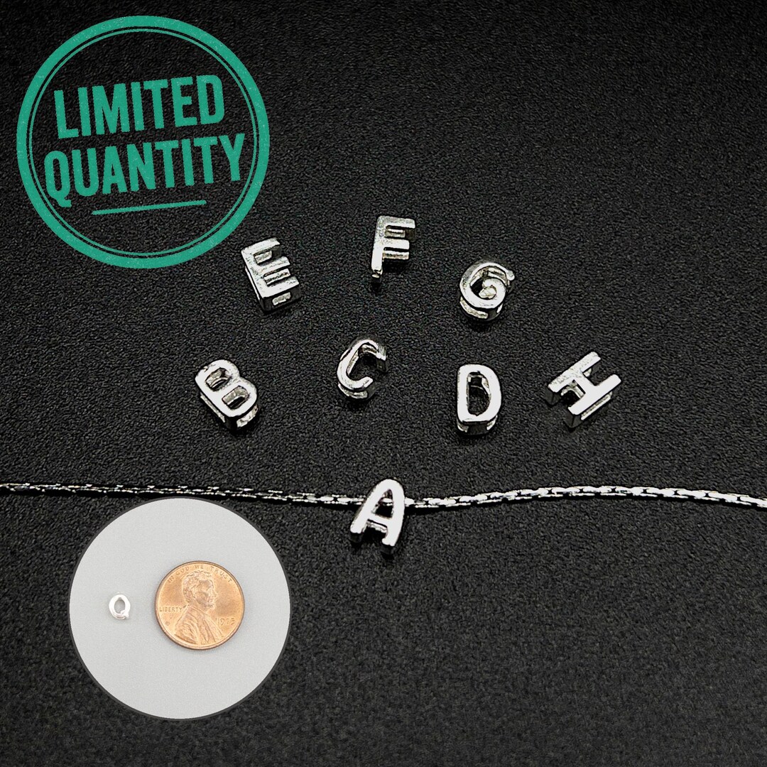 1pc Tiny 925 Sterling Silver Initial Slide Charm A-Z, Mini Letter ...