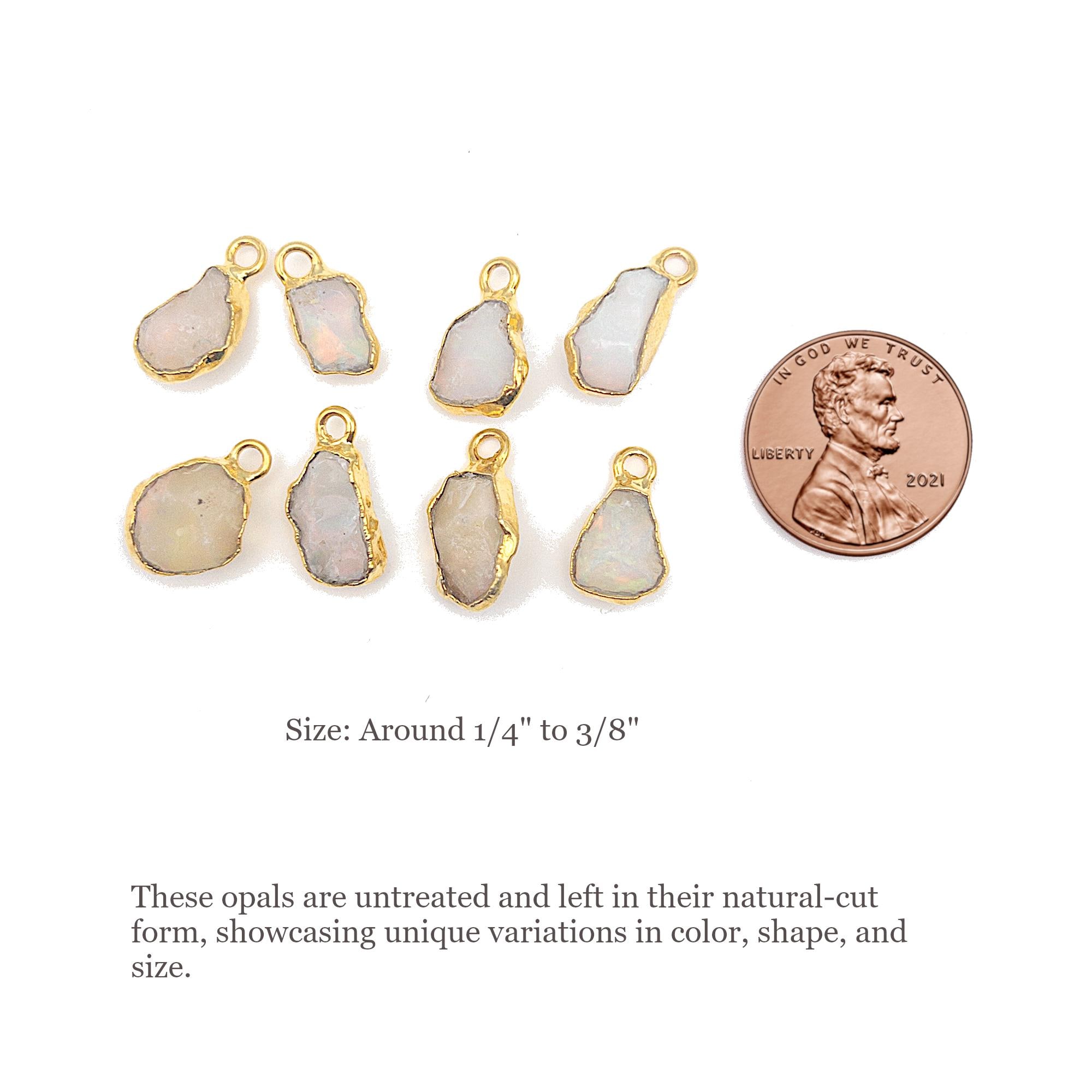 2pcs Raw Birthstone Charms 24K Gold Edge • Rough Crystal Pendants for ...