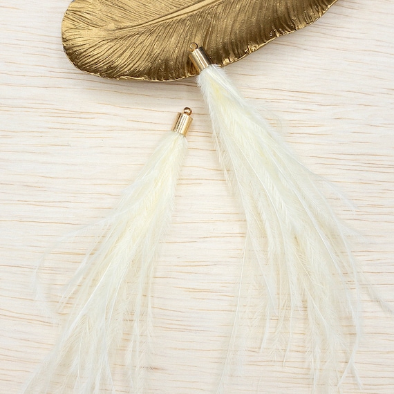Ostrich Feather Jewelry Tassel in IVORY for Jewelry Making and | Etsy