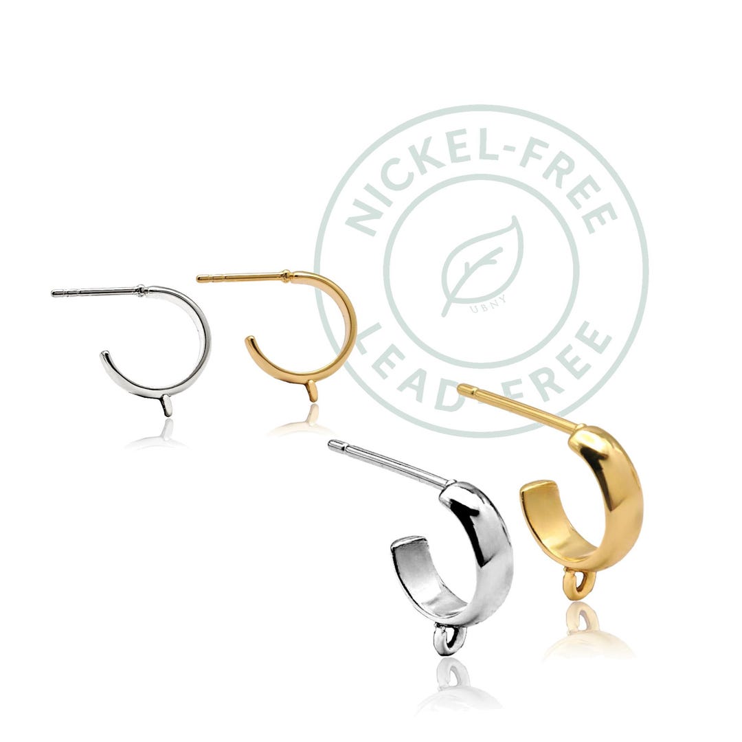 Bulk Huggie Earring Findings • Gold or Silver C-hoop Studs With Open ...