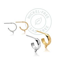 Dangle U Hoop Clasp Earring - Blue Enamel Donut Earring - Brass CZ ...