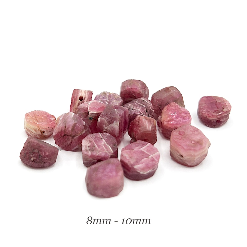 5/10pcs Raw Pink Tourmaline Beads 6-10mm • Center Drilled Rough ...