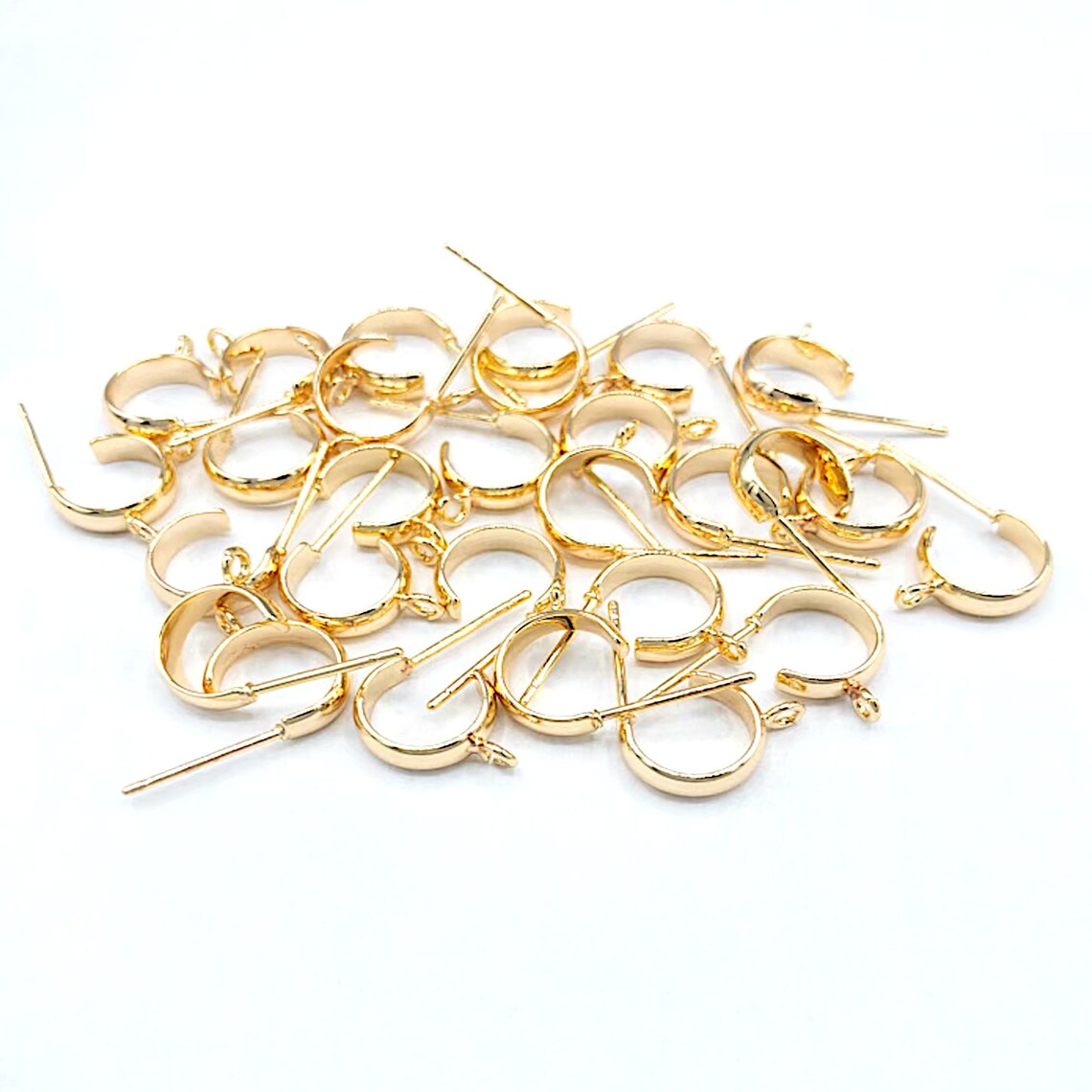 Small Half-hoop Earring Findings in 18K Gold Plating With - Etsy