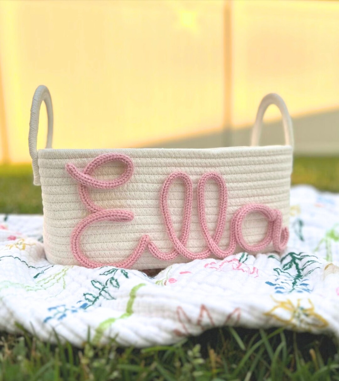 PERSONALIZED Baby Shower Gift Basket Customize Rope Name Custom ...