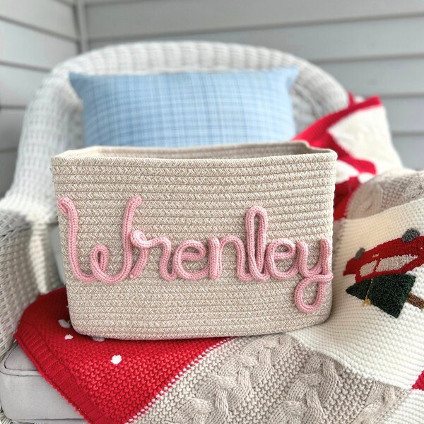 Embroidered Rope Baskets - Etsy