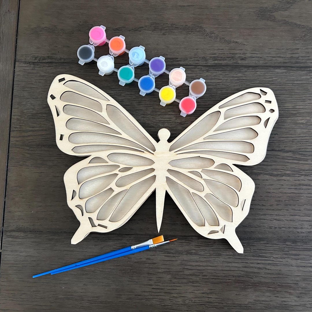 Butterfly Wooden DIY Coloring Set for Kids • Colorful Paint Set Wooden ...